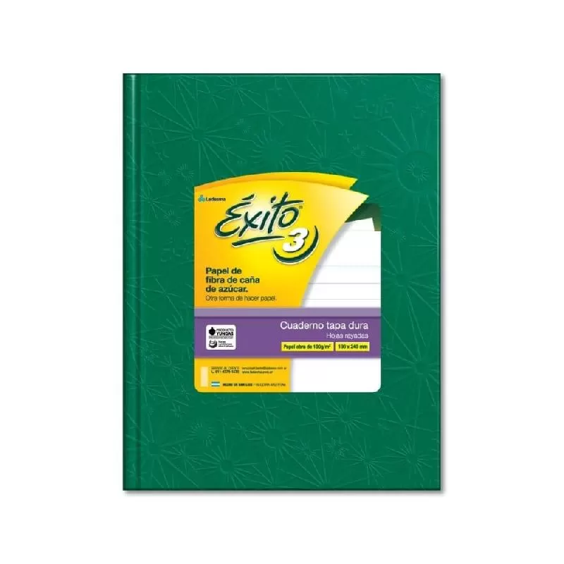Cuaderno Éxito Nro3 19x24 X48 Hojas Rayadas Forro Araña Verde 